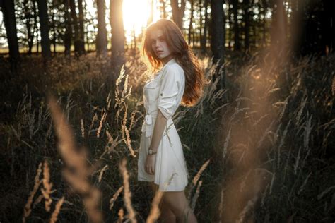Girl In The Evening Woodlands Wallpaper Hd Girls Wallpapers 4k