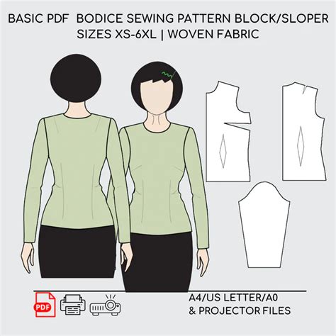 Womens Bodice Sewing Pattern Xs 6xl Woven Fabric Chest And Waist