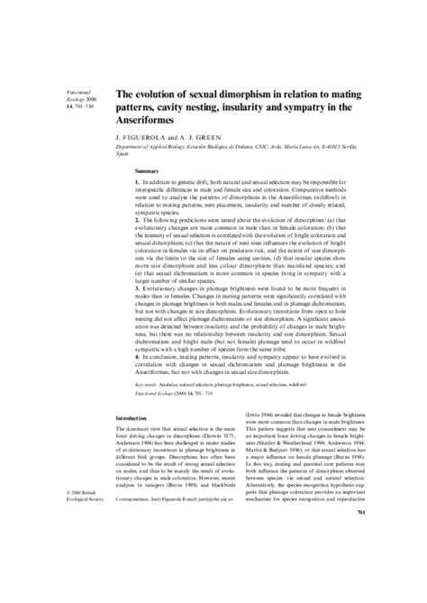 Pdf The Evolution Of Sexual Dimorphism In Relation To Mating Patterns