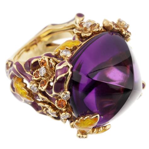Dior Diorella 40 Carat Amethyst Diamond Sapphire Ring For Sale At