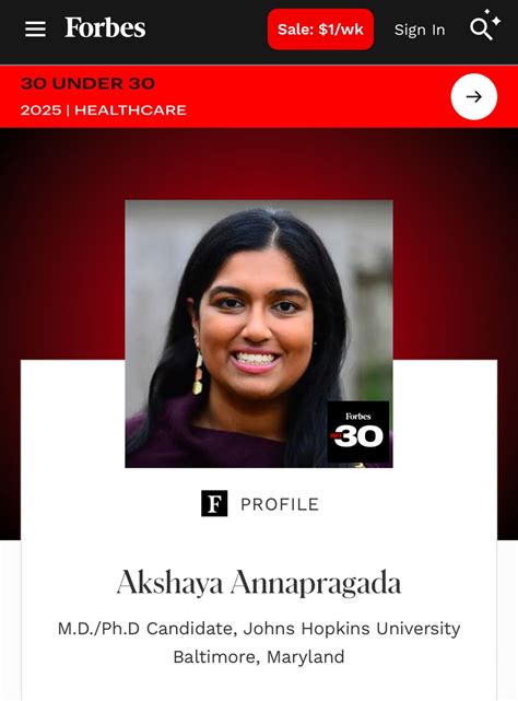Congratulations Akshaya Annapragada The Forbes 30 Under 30 Is A