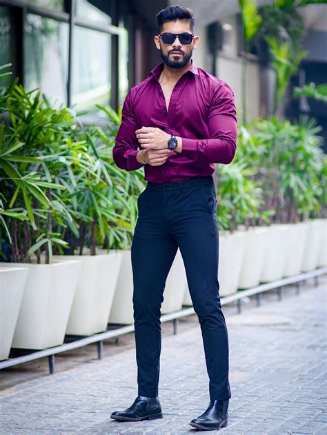 Luxury Purple Satin Shirt Mens The Foomer