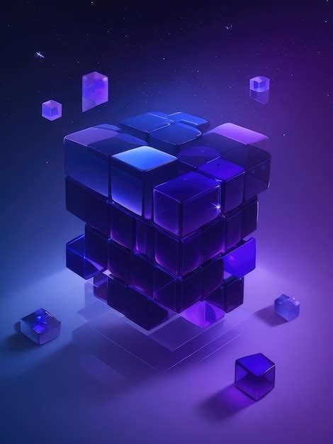 Premium Ai Image Purple Tiny Cubes Abstract Background