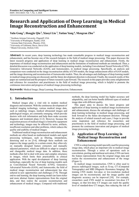 PDF Research And Application Of Deep Learning In Medical Image Reconstruction And Enhancement