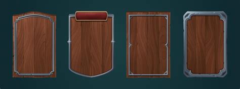 만화 Ui 나무 질감 판타지 게임 사인 보드 무료 벡터