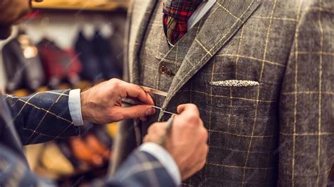 Premium Photo A Tailor Is Carefully Measuring A Customer For A