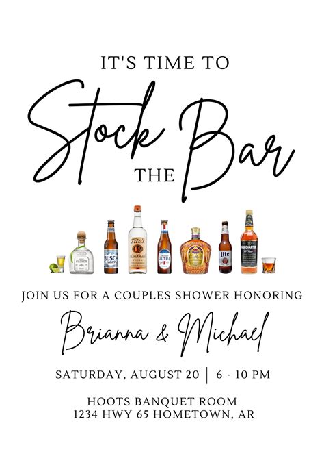 Stock The Bar Shower Invitation Couples Shower Invite Digital