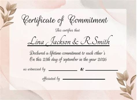 Printable Commitment Certificate Editable Certification Template C Printable Certificates
