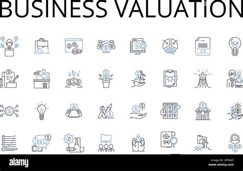 Business Valuation Line Icons Collection Asset Appraisal Property Assessment Company Worth