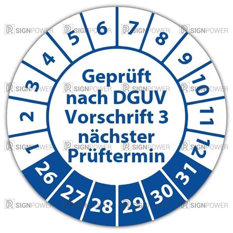 Prüfplakette Geprüft Nach Dguv Vorschrift 3 Nächster Prüftermin Auf Rolle