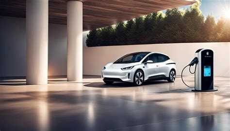 Ev Car Or Electric Vehicle Plug In With Recharging Station Display Graphic Interface Premium