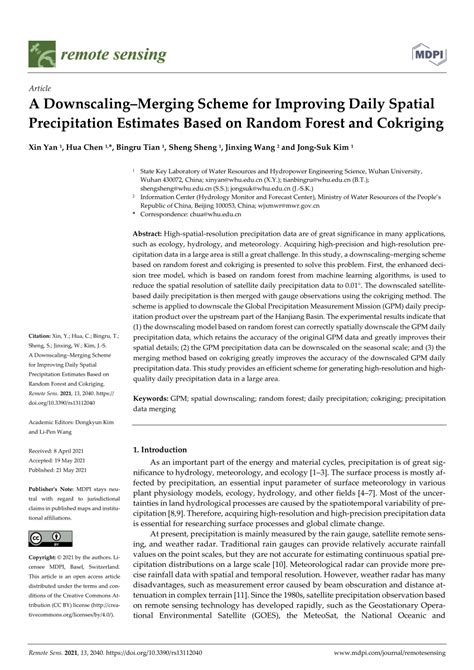 Pdf A Downscaling Merging Scheme For Improving Daily Spatial Precipitation Estimates Based On