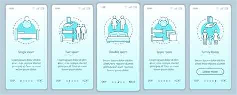 Premium Vector Hotel Room Types Onboarding Mobile App Screen Vector