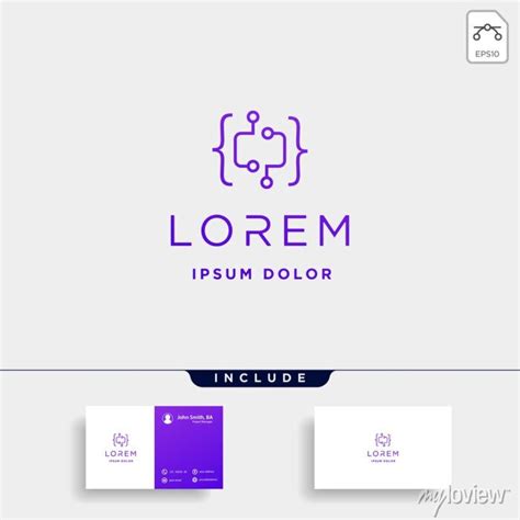 Coding Digital Logo Design Template Vector Lineart Posters For The Wall • Posters Network