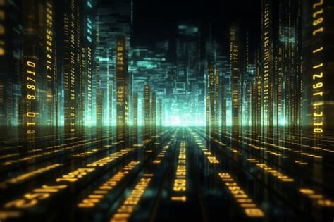 Digital Code Realm Futuristic Cyberspace With Binary Code Background