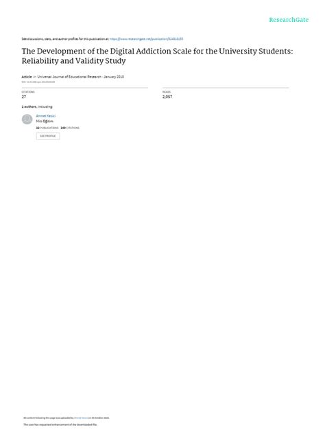The Development Of The Digital Addiction Scale For Pdf Substance