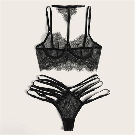 Fleur Noir Strappy Lingerie