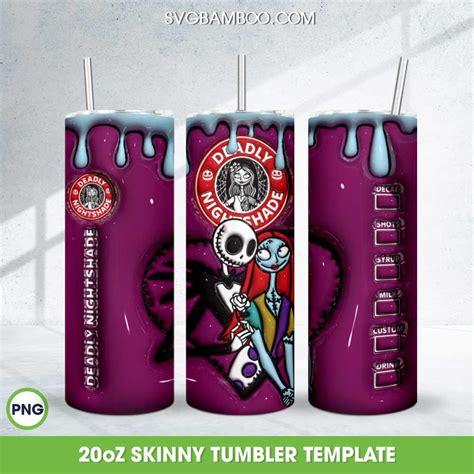 3d Inflated Jack And Sally Coffee Tumbler Wrap Png