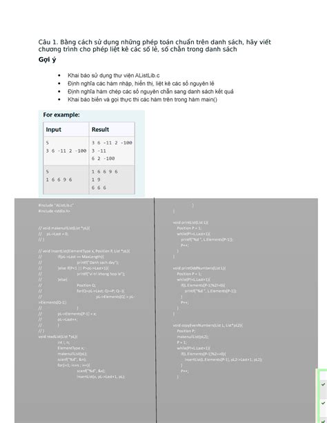 Source code Cấu trúc dữ liệu nè Câu Bằng cách sử dụng những phép toán chuẩn trên danh