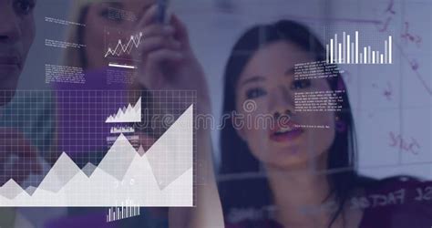 Image Of Data Processing Over Diverse Business People In Office Stock