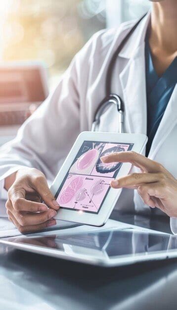 Doctor Explaining Breast Cancer Treatment Plan With Digital Tablet For Patient Consultation