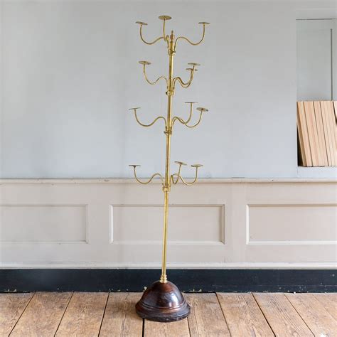 Edwardian Brass And Mahogany Shop Display Hat Stand Door Furniture