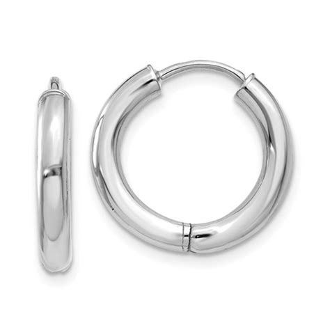 Small 14k White Gold Hinged Endless Huggie Hoop Earrings 60 In 15mm