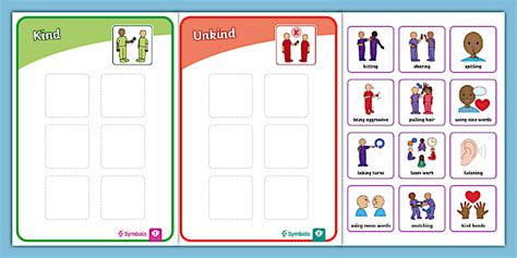 Twinkl Symbols Kind And Unkind Sorting Activity