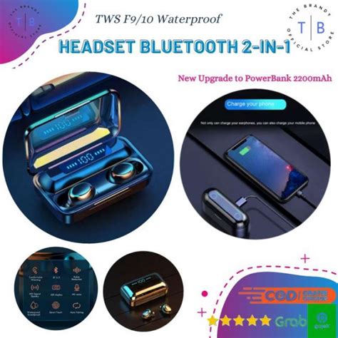 Promo Tws Headset 2 In 1 Dengan Powerbank 2200mah Waterproof Tws F9 Bukansembarangtoko Diskon