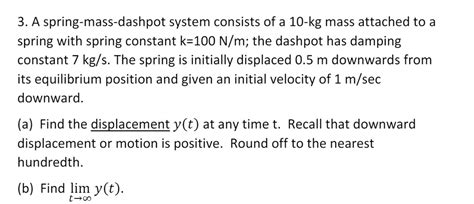 Solved Question Attached Below 3 A Spring Mass Dashpot System