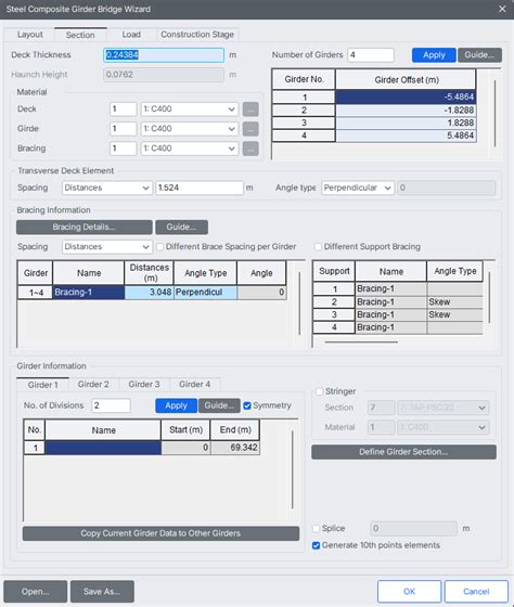 Steel Composite Girder Bridge Wizard Section Midas Support