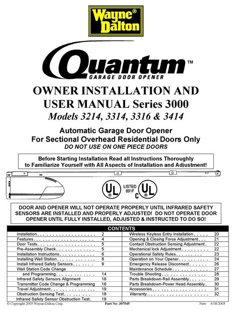 Quantum 3212 Manual Wayne Dalton Quantum