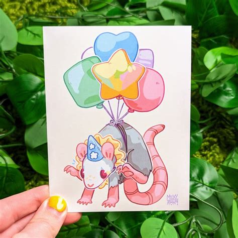 Rat Party Mini Prints Milky Tomato