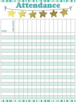Printable Girl Scout Attendance Sheet By Sparklet Party Tpt