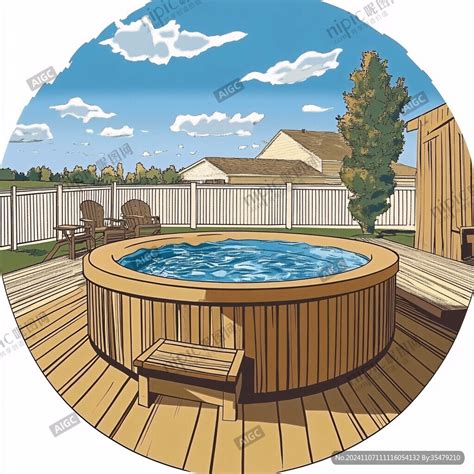 Ai创作图水池手绘 卡通游泳池 水池插画 手绘泳池 圆形池 圆形泳池 圆形水池 水池设计 浴池插画 水池设计素材 泳池设计 泳池平台 泡池设计