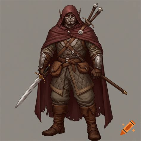 Dnd 5e Half Orc Rogue With Pale Gray Green Skin Wearing A Cloak On