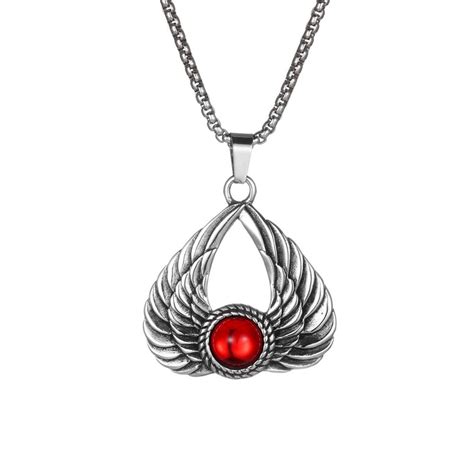 Titanium Steel Retro Wing Pendant Necklace For Men With Three Color