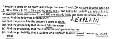 Solved A Student S Score On An Exam Is An Integer Between Chegg