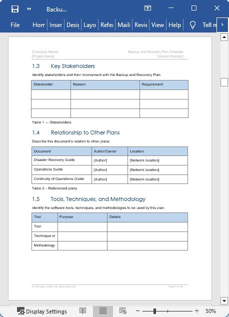 Backup And Recovery Plan Template Ms Word Excel Klariti Template Shop