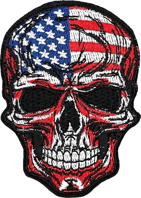 Usa Flag Skull Iron On Patch 2 12 X 2 95 Embroidered Patriotic Horror Applique