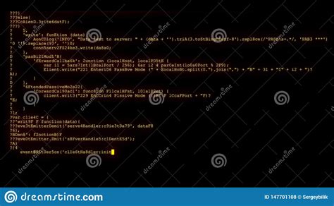 encrypted programming security hacking code data flow stream on display