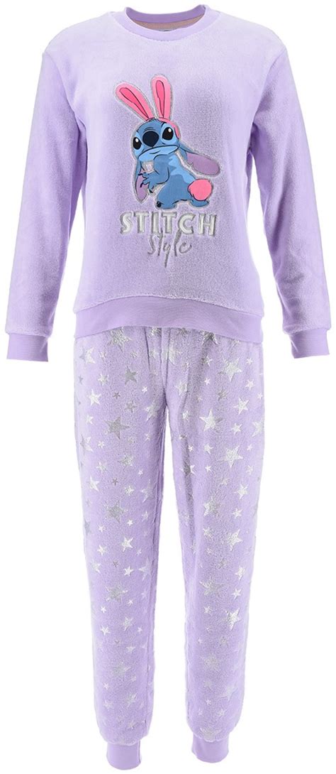 Disney Stitch Damen Pyjama Aus Fleece Pyjamas Nachthemden