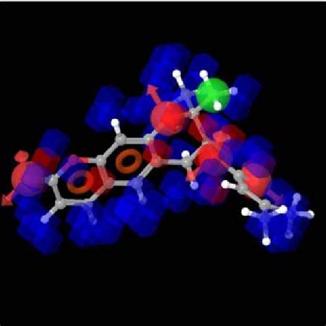 Phase 3d Qsar Plot Displayed For Cph1 Blue Cube Is For Positive
