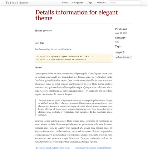 Details Information For Elegant Theme