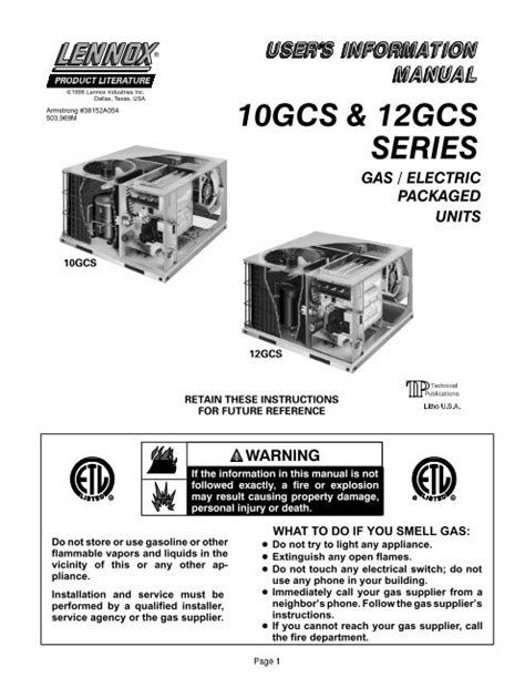 Lennox 10gcs And 12gcs