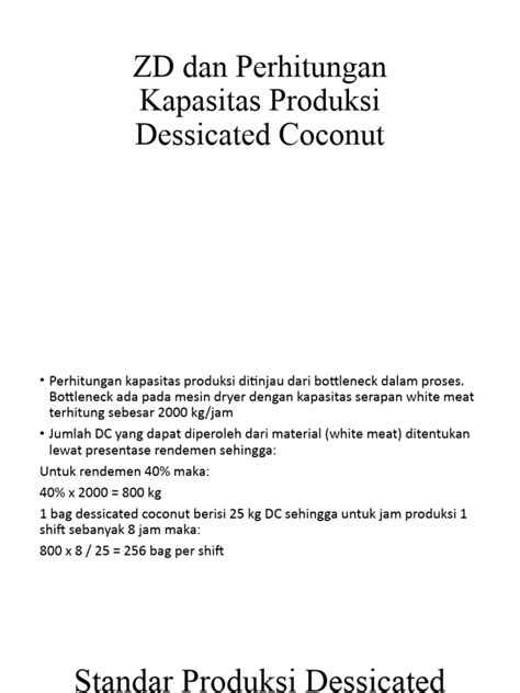 Zd Dan Perhitungan Kapasitas Produksi Dessicated Coconut Pdf