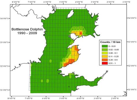 Map Of Bottlenose Dolphin Distribution And Densities Of The Populations Download Scientific