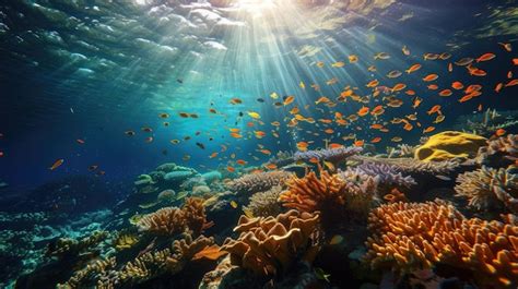 Premium Photo An Underwater Coral Reef Scene Diverse Marine Life