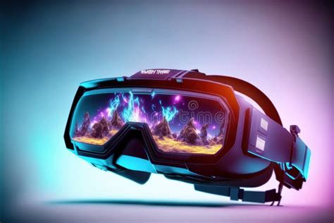 Vr Goggle Glasses Reflection Of Metaverse Cyberspace With Neon Light