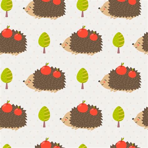 Premium Vector Cute Hedgehog Seamless Pattern